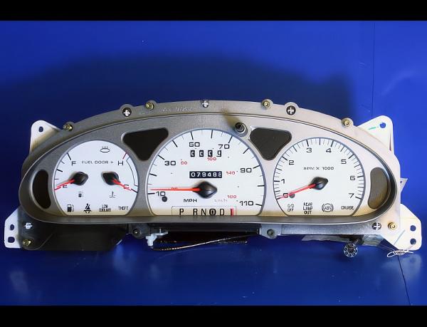 1999 Ford Taurus 110 Mph Dash Instrument Cluster White Face Gauges | eBay
