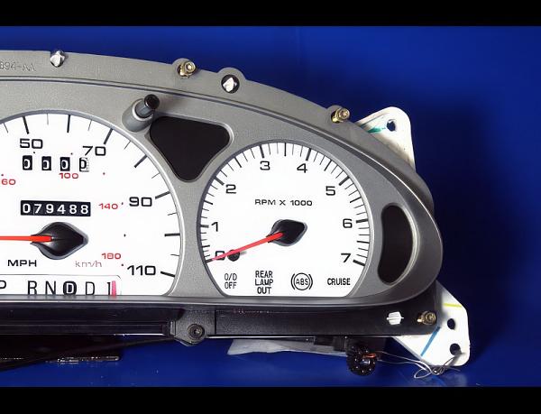 1999 Ford Taurus 110 Mph Dash Instrument Cluster White Face Gauges | eBay
