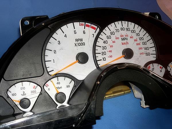 1999-2002 Firebird 150mph Dash Cluster White Face Gauges LAMINATED 98 ...