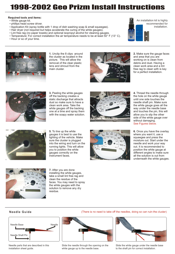 Purchase 1998-2002 Chevrolet Prizm 180 METRIC KPH KMH Dash Cluster ...